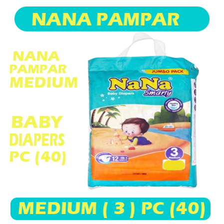 Nana Smarty Baby Diapers Medium Size PC 40 in Pampers (پیمپرز ) | Red-20